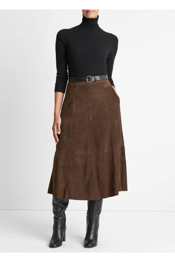 Vince Suede A-line Mid-rise Skirt