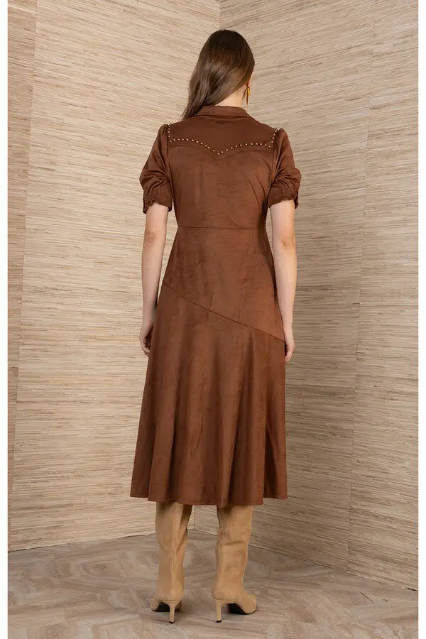 Hale Bob Kaisley Suede Midi Dress - Brown