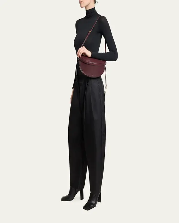 Alaïa East-west Curved Goatskin Leather Shoulder Bag - Rouge