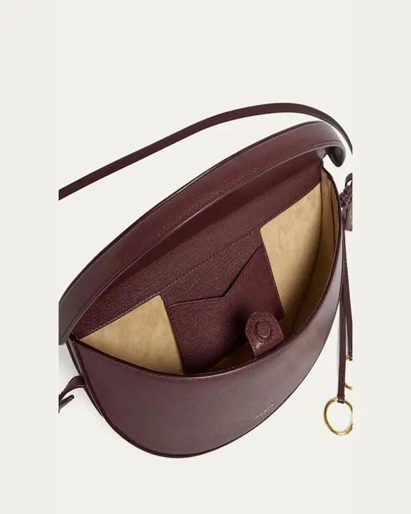 Alaïa East-west Curved Goatskin Leather Shoulder Bag - Rouge