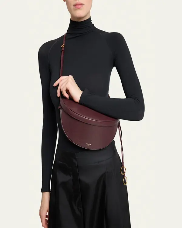 Alaïa East-west Curved Goatskin Leather Shoulder Bag - Rouge