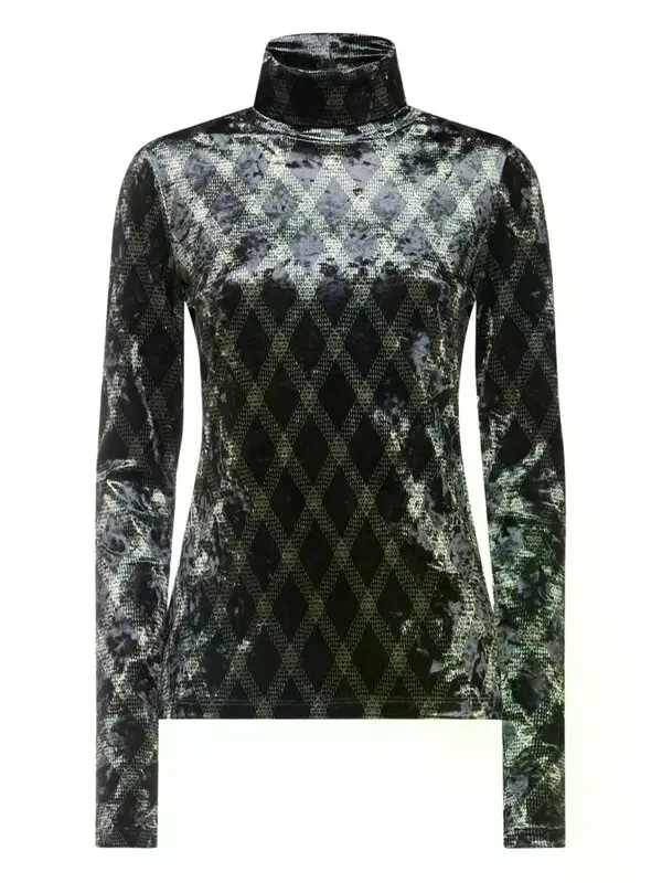 PIERRE-LOUIS MASCIA Diamond-pattern Velvet Top
