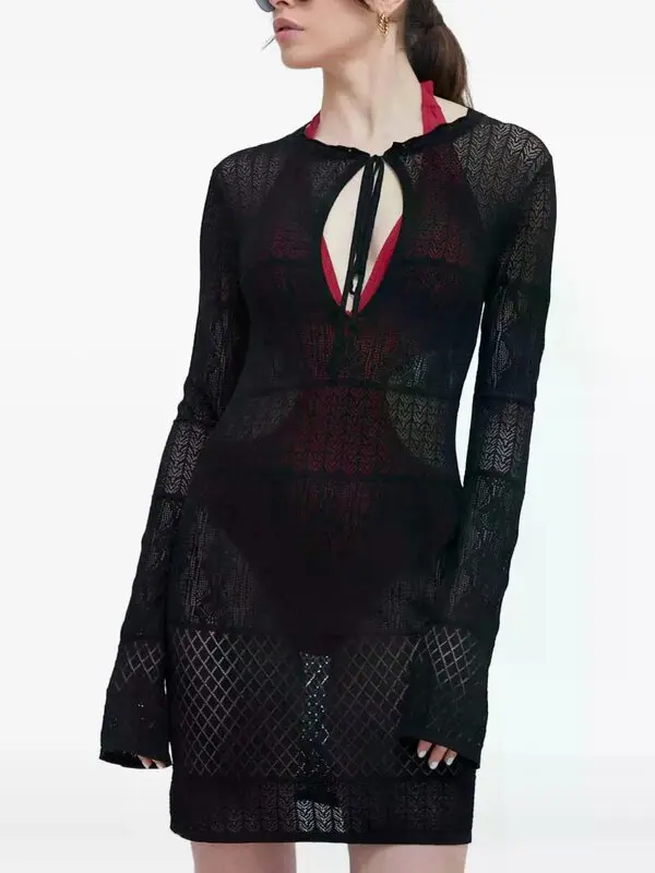 Desigual Lace-knit Mini Beach Dress - Black