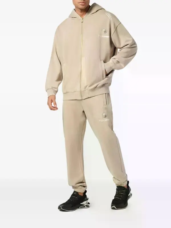 PLEIN SPORT Graphic-print Zip-up Hoodie - Neutrals