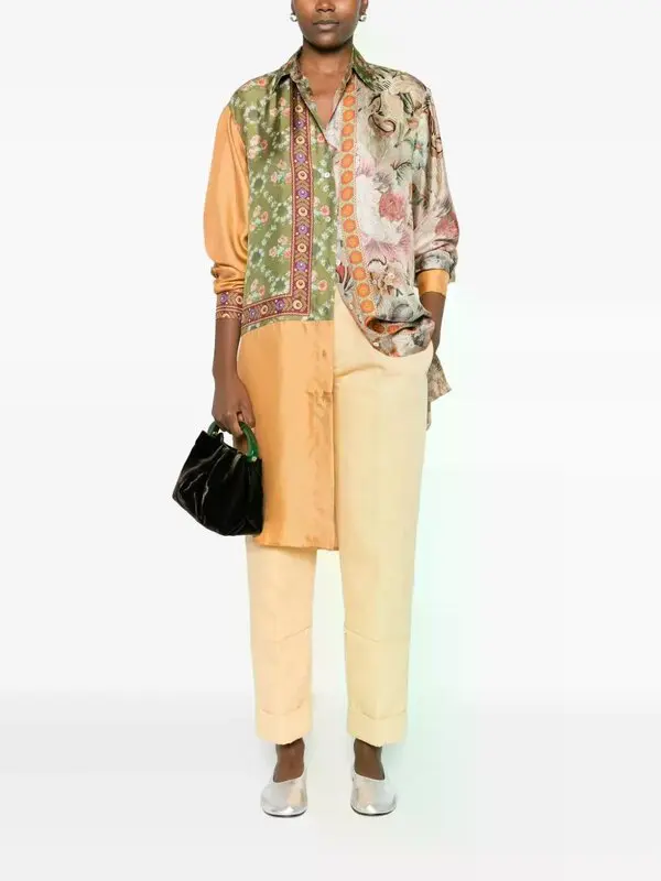 PIERRE-LOUIS MASCIA Floral-patchwork Button-down Shirt