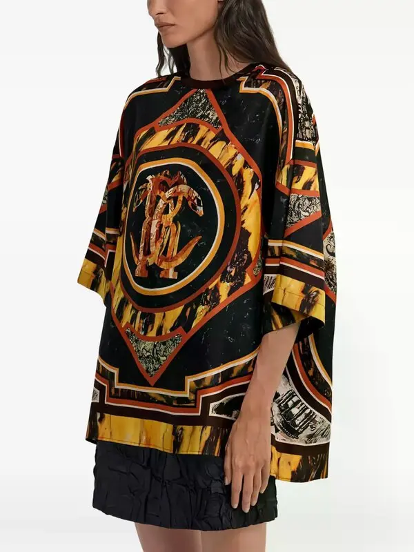 Roberto Cavalli Monogram Marble Silk T-shirt