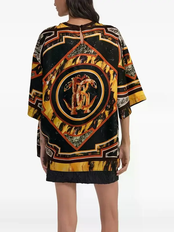 Roberto Cavalli Monogram Marble Silk T-shirt