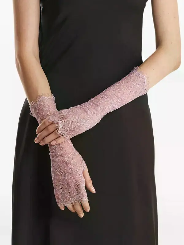 2310 STUDIO Floral Trimmed Gloves - Pink