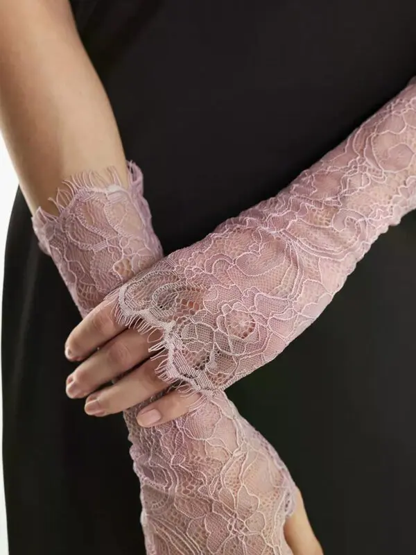 2310 STUDIO Floral Trimmed Gloves - Pink