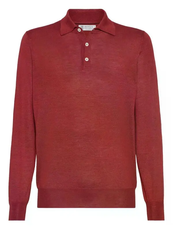 Brunello Cucinelli Long-sleeve Polo Shirt - Red