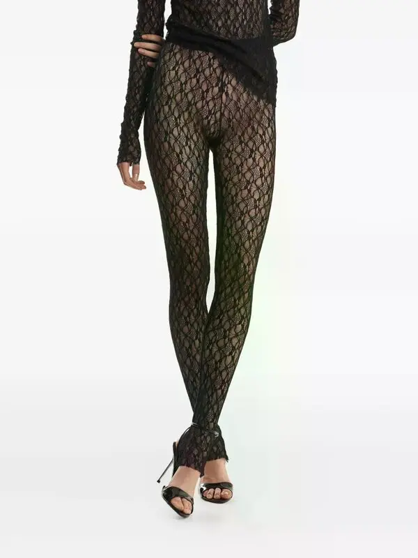 2310 STUDIO Lace-patterned Trousers - Black