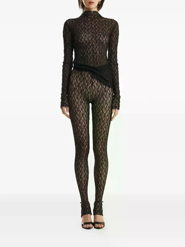 2310 STUDIO Lace-patterned Trousers - Black