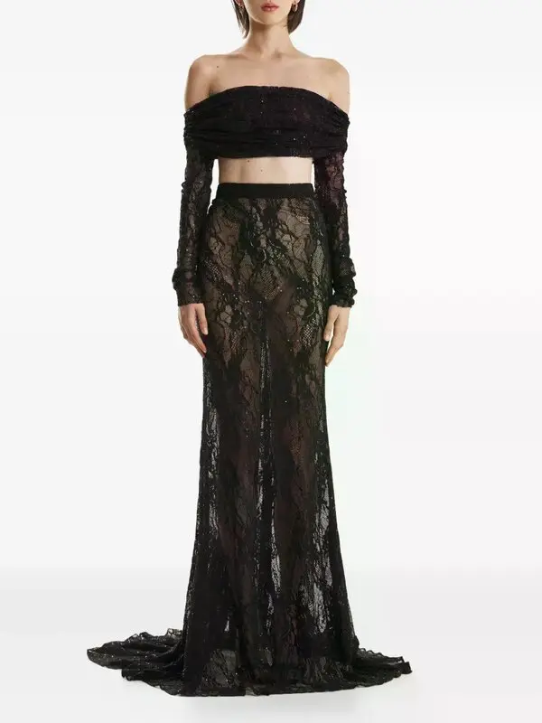 2310 STUDIO Sequin-embellished Lace Maxi Skirt