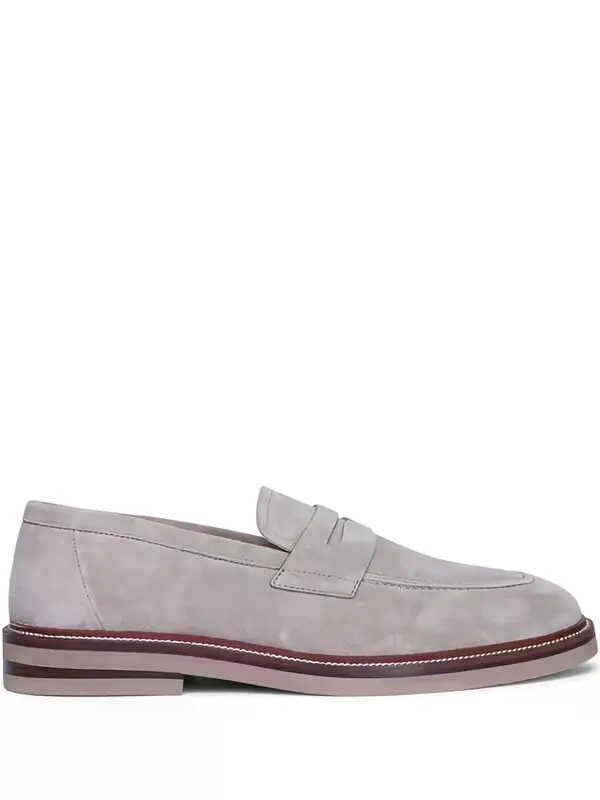 Brunello Cucinelli Penny Suede Loafers - Neutrals