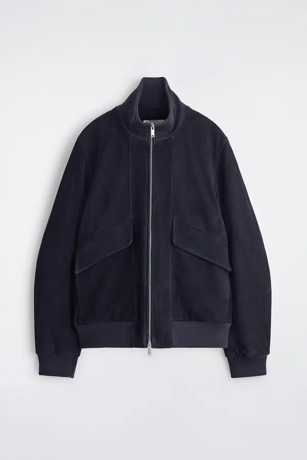 Cos Suede Flight Jacket - Navy