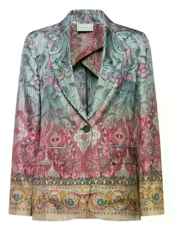 PIERRE-LOUIS MASCIA Floral-print Single-breasted Blazer - Blue