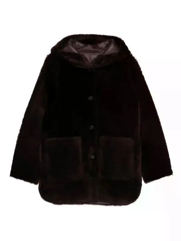 ARMA Hooded Faux Fur Jacket - Brown