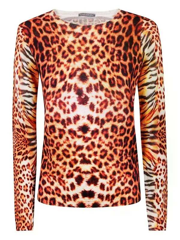 IN BED WITH YOU Leopard-print Wool Sweater - Orange