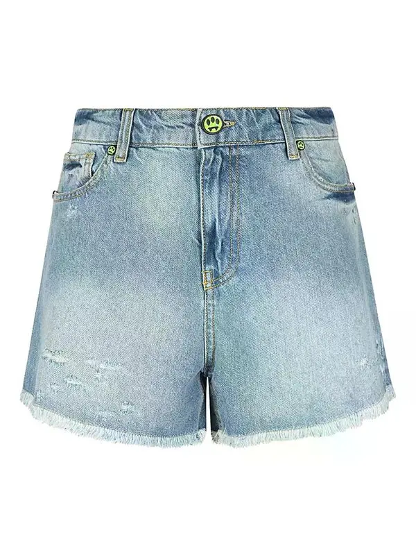 BARROW Logo-print Denim Shorts