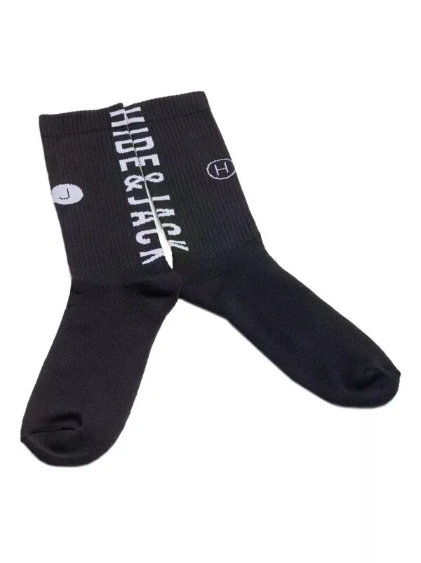 HIDE&JACK Logo Ribbed Ankle Socks - Black