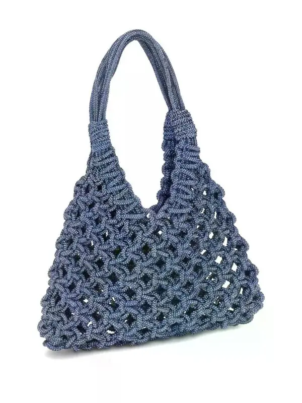 HIBOURAMA Crystal-embellished Woven Shoulder Bag - Blue