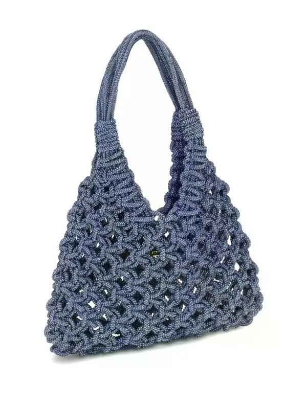 HIBOURAMA Crystal-embellished Woven Shoulder Bag - Blue