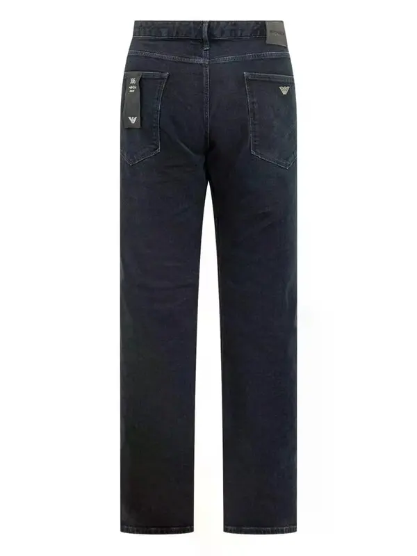 Emporio Armani Five-pocket Jeans With Logo Plaque - Blue