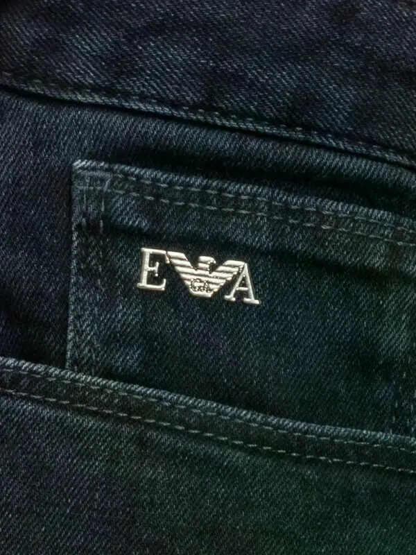 Emporio Armani Five-pocket Jeans With Logo Plaque - Blue