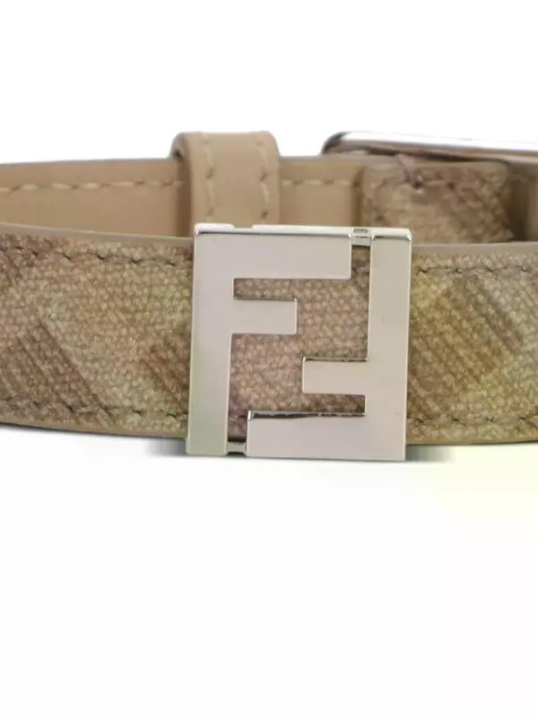 Fendi Ff-logo Leather Bracelet