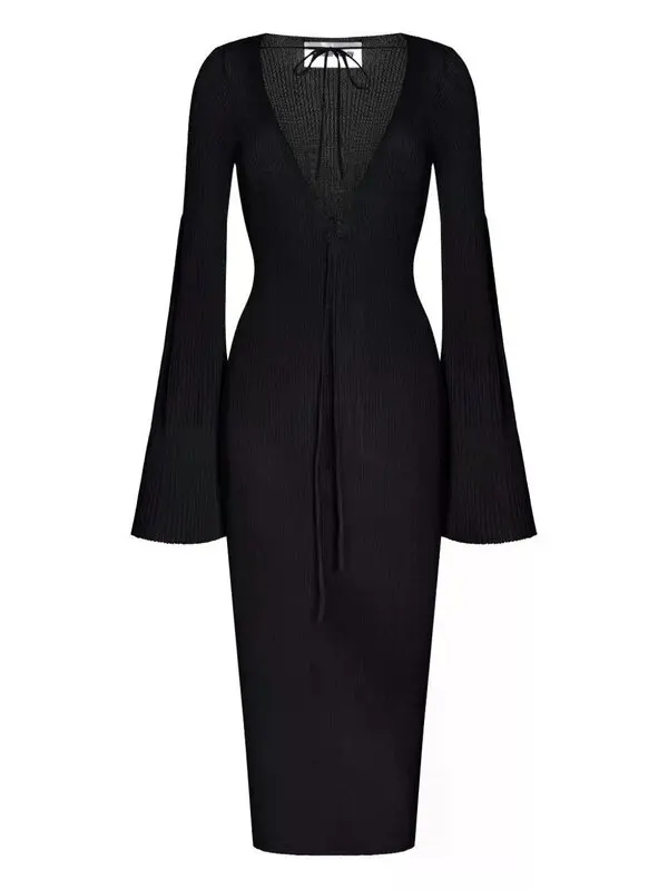 KOROBEYNIKOV Lace-up Flared-sleeve Midi Dress