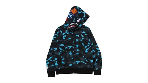 A BATHING APE X Helinox Shark Full Zip Hoodie - Black/cyan Blue