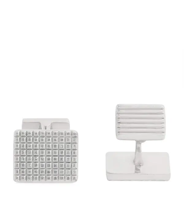 Dunhill Hobnail And Reed Tile Cufflinks - Silver