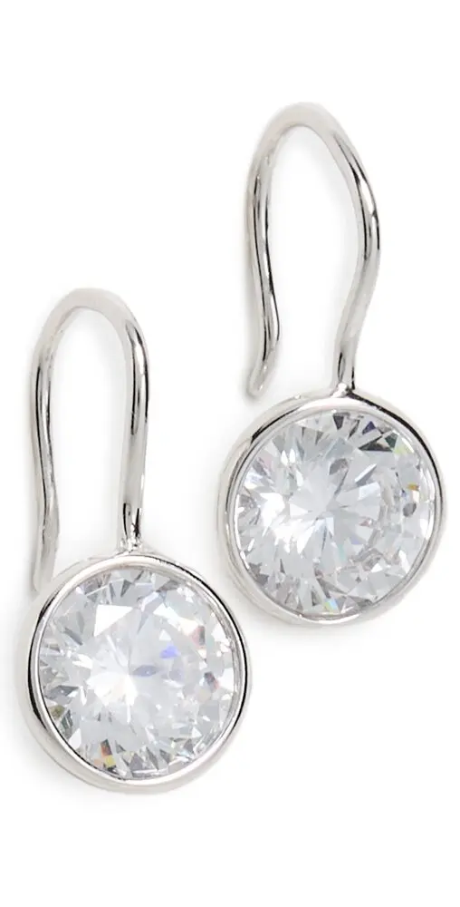 Shashi Bezel Drop Earrings - Silver