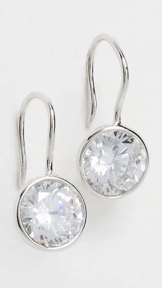 Shashi Bezel Drop Earrings - Silver