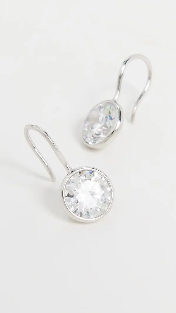 Shashi Bezel Drop Earrings - Silver