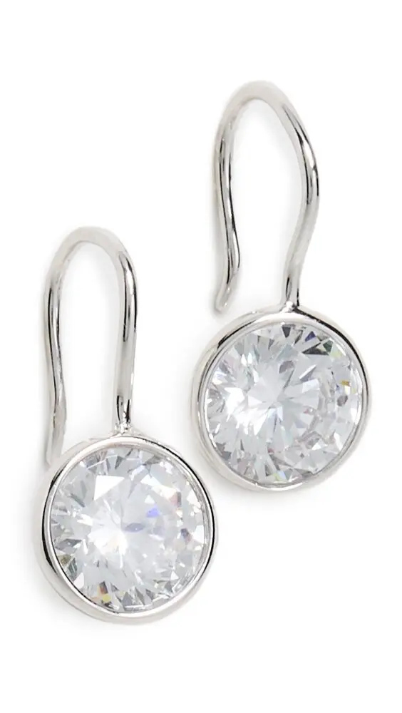 Shashi Bezel Drop Earrings - Silver