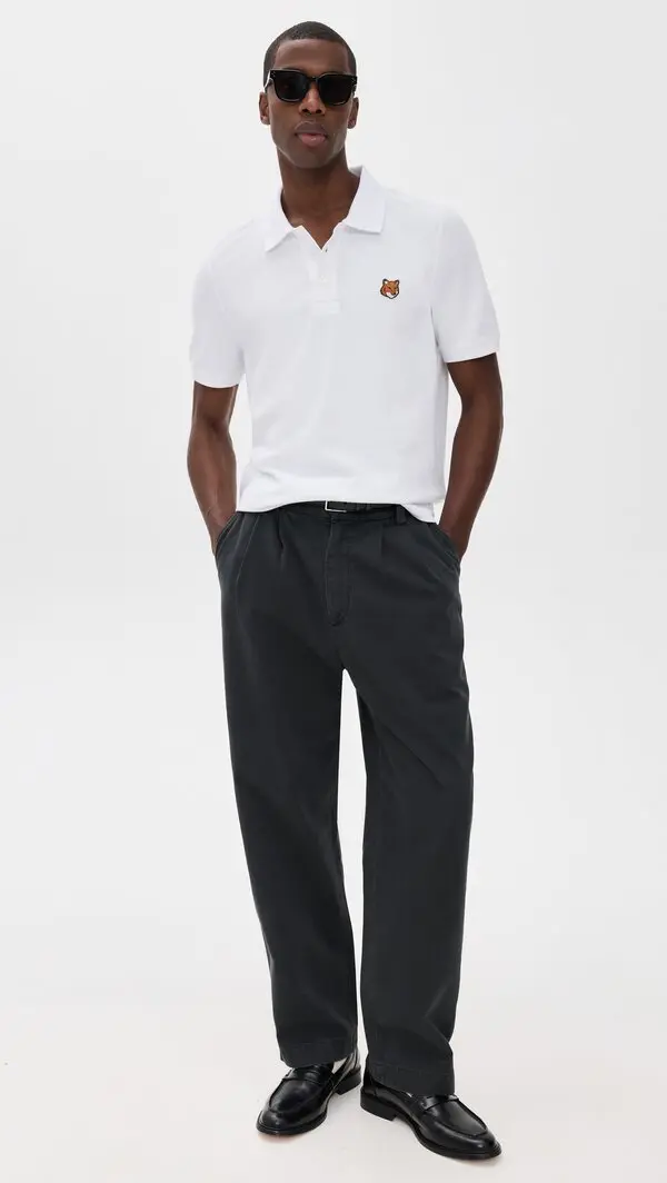 Maison Kitsuné Fox Head Patch Regular Polo - White