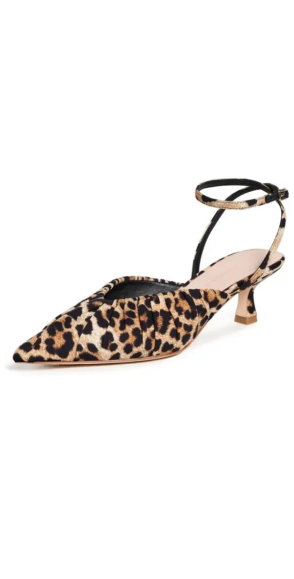 LOEFFLER RANDALL Rio Smocked Kitten Heels - Leopard
