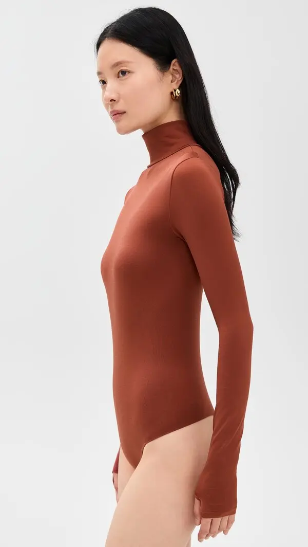 Commando Prima Ballet Turtleneck Thong Bodysuit - Brick