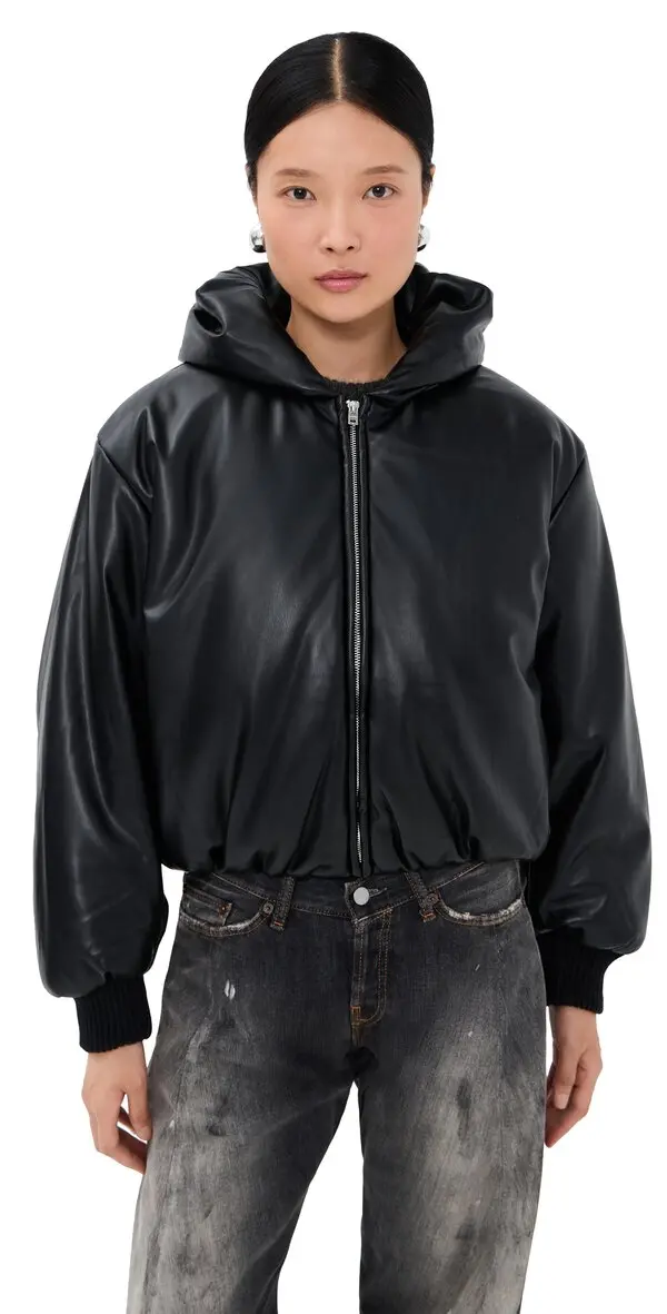 Acne Studios Grain Faux Leather Hooded Jacket