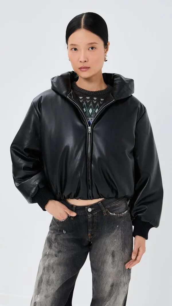 Acne Studios Grain Faux Leather Hooded Jacket