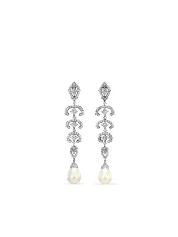 ANABELA CHAN Scallop Lace Pearl Earrings - Silver