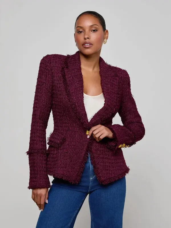 L'Agence Kaisley Tweed Blazer - Dark Port