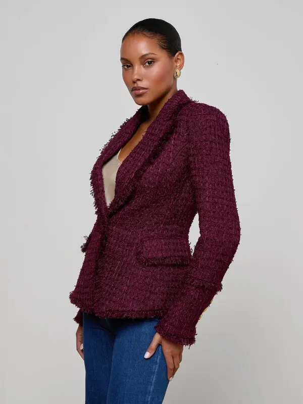 L'Agence Kaisley Tweed Blazer - Dark Port