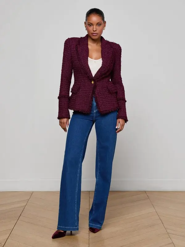L'Agence Kaisley Tweed Blazer - Dark Port