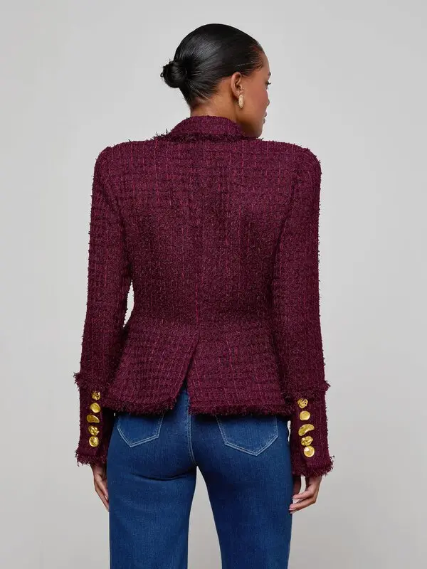 L'Agence Kaisley Tweed Blazer - Dark Port