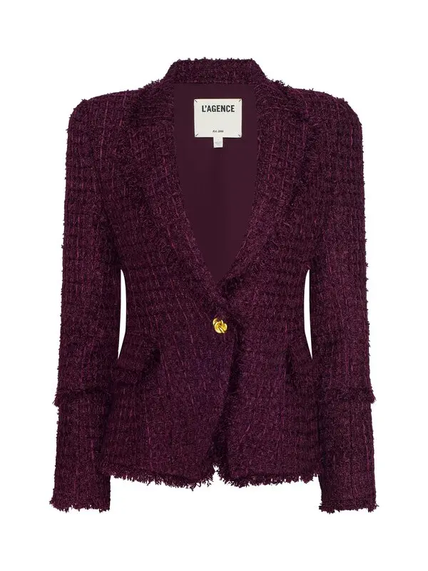 L'Agence Kaisley Tweed Blazer - Dark Port