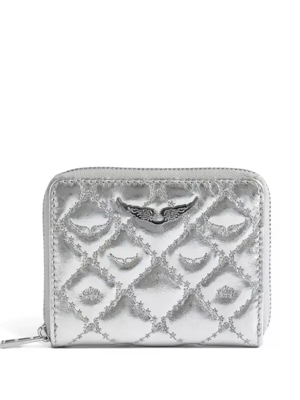 Zadig&Voltaire Quilted Leather Zip Wallet - Silver