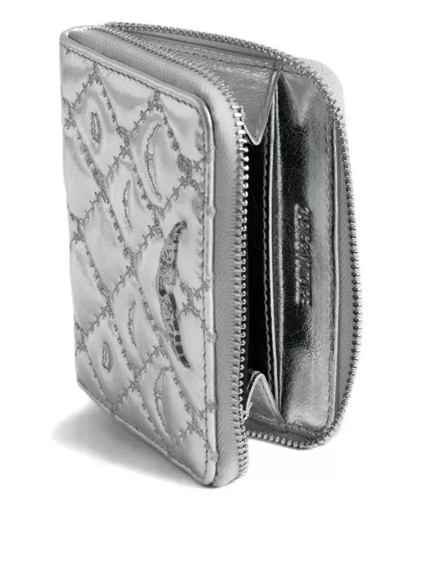Zadig&Voltaire Quilted Leather Zip Wallet - Silver