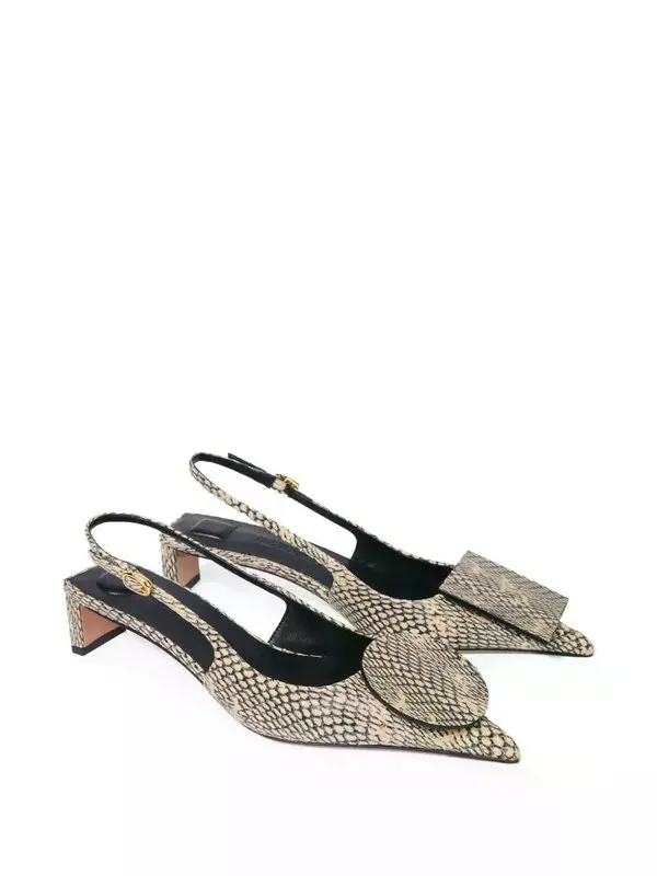 Jacquemus Snakeskin Print Slingback Pumps